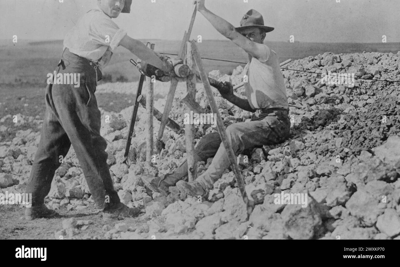 Americans in France - A windlass, worked by man power, which is used to ...