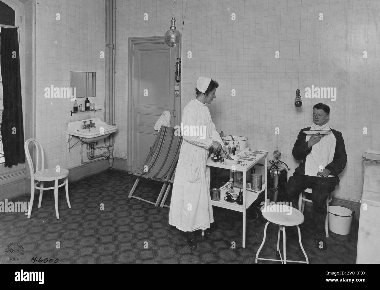 A patient and a nurse in the eye ear department in Metropolis Hotel ...