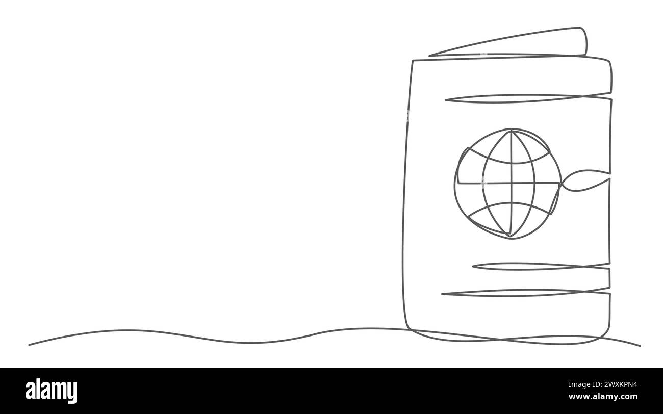 Passport One line drawing isolated on white background Stock Vector ...