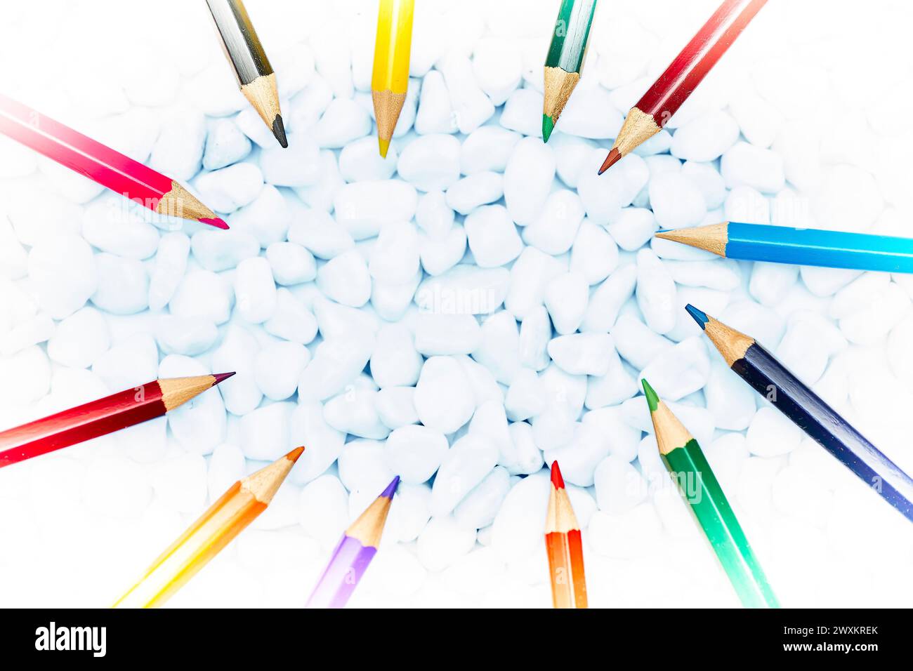Colored pencils for drawing on paper when inspired Stock Photo - Alamy