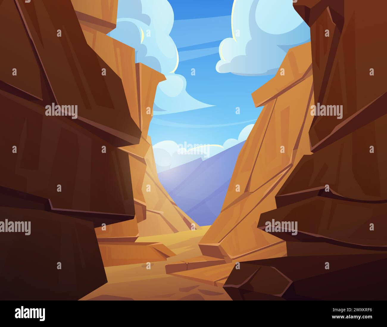 Desert landscape with canyon rock cartoon vector. Western scene with ...