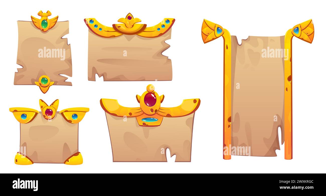 Ancient Egyptian game frame ui papyrus element. Egypt gold parchment ...