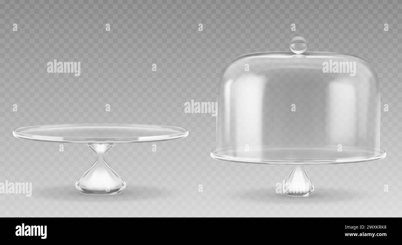 Cake glass stand with dome bell cover mockup. Realistic 3d vector ...