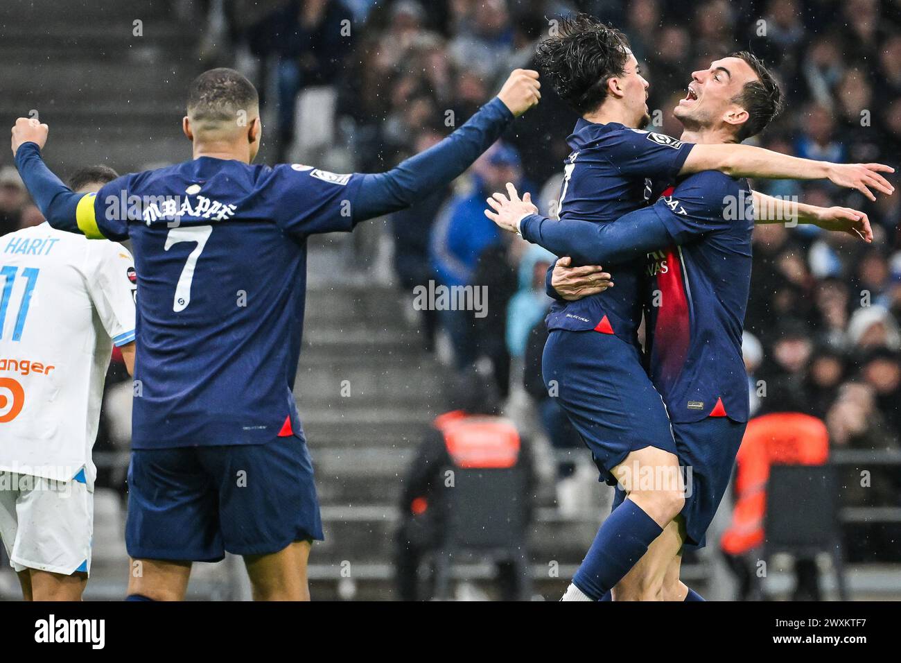 Vitor MACHADO FERREIRA (Vitinha) of PSG celebrate his goal with Fabian ...