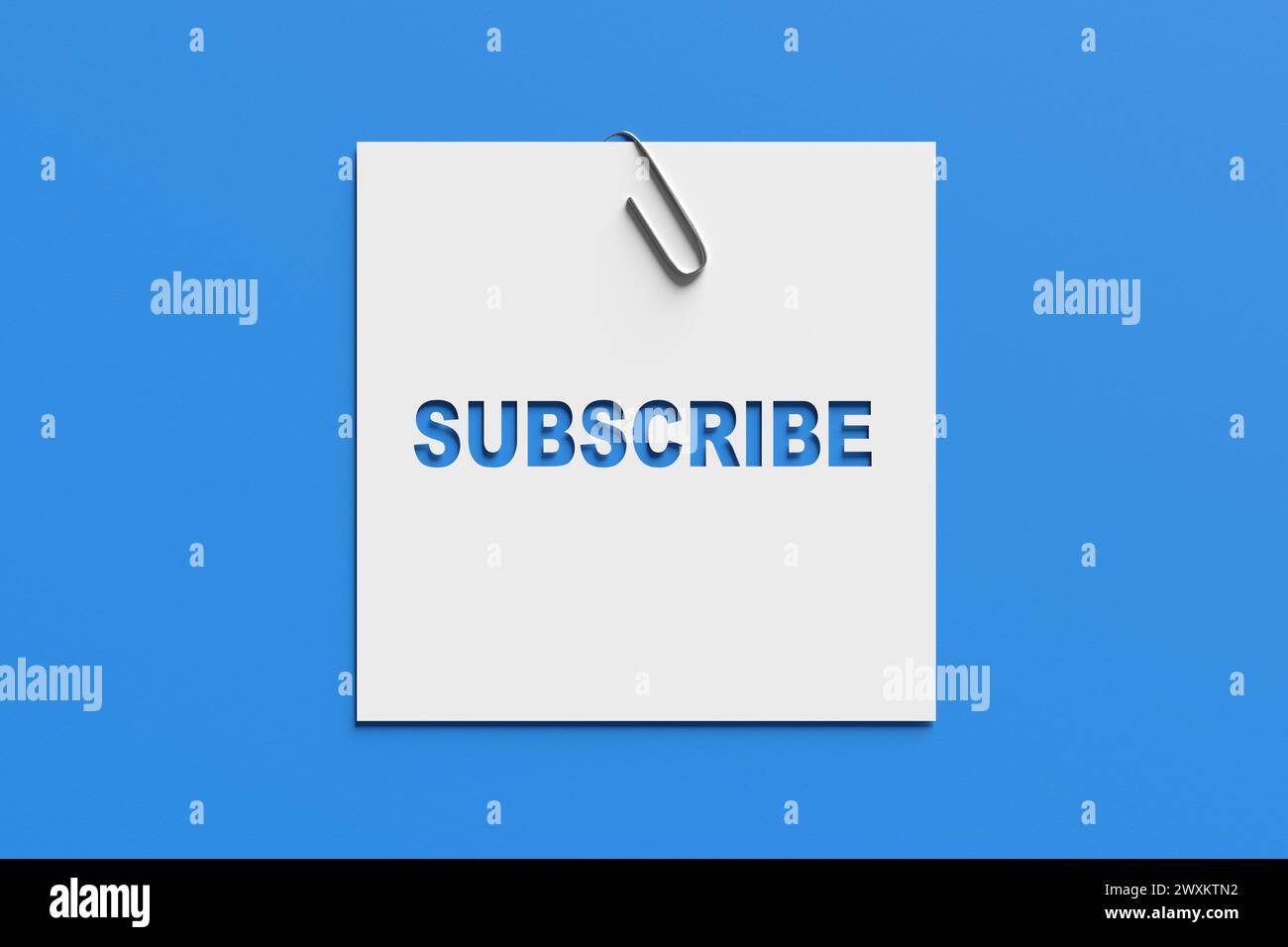 The message subscribe on a note paper with paper clip on blue ...