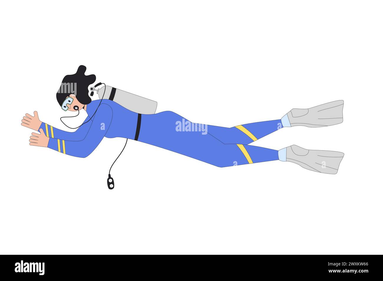 Diver woman swimming in water suits, oxygen masks and equipment for ...