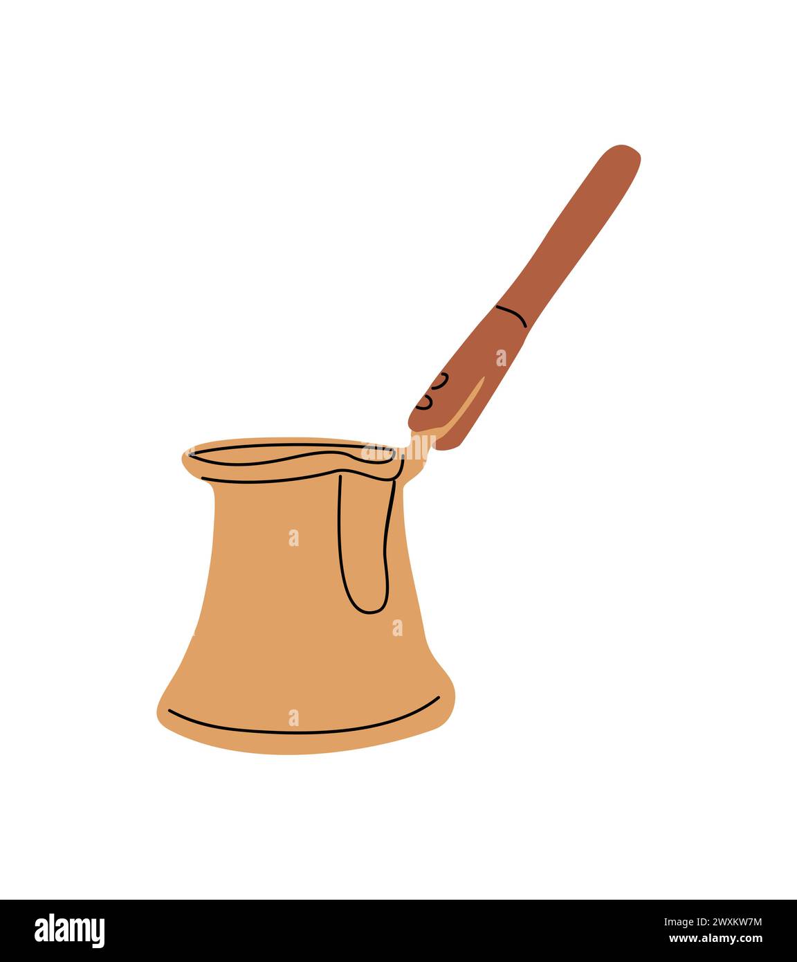 Copper Turkish coffee pot with wooden handle Stock Vector Image & Art ...