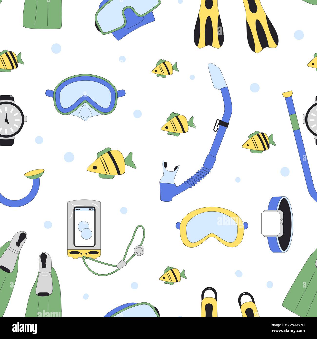 Diving seamless pattern. Snorkelling endless background. scuba dive and ...