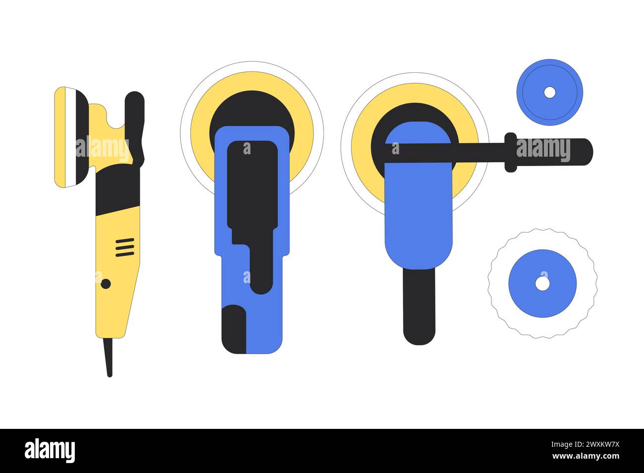 Car polisher machine and pads set. Repair auto equipment collection ...