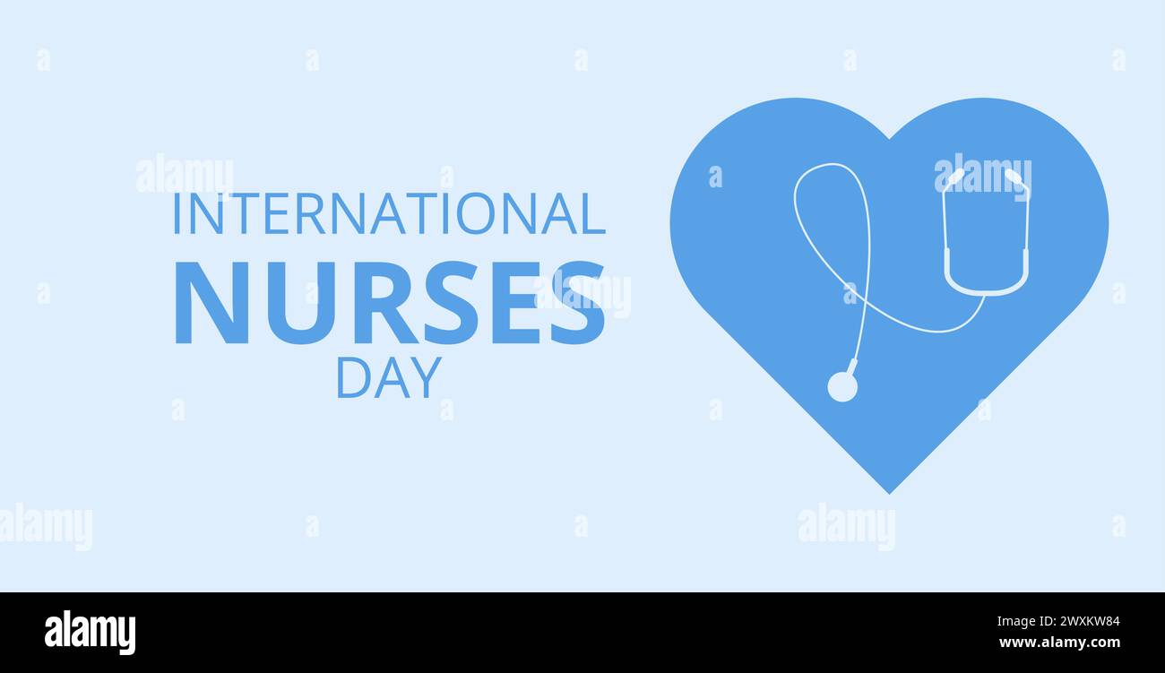 International nurses day text card. Holiday banner with medical symbols ...