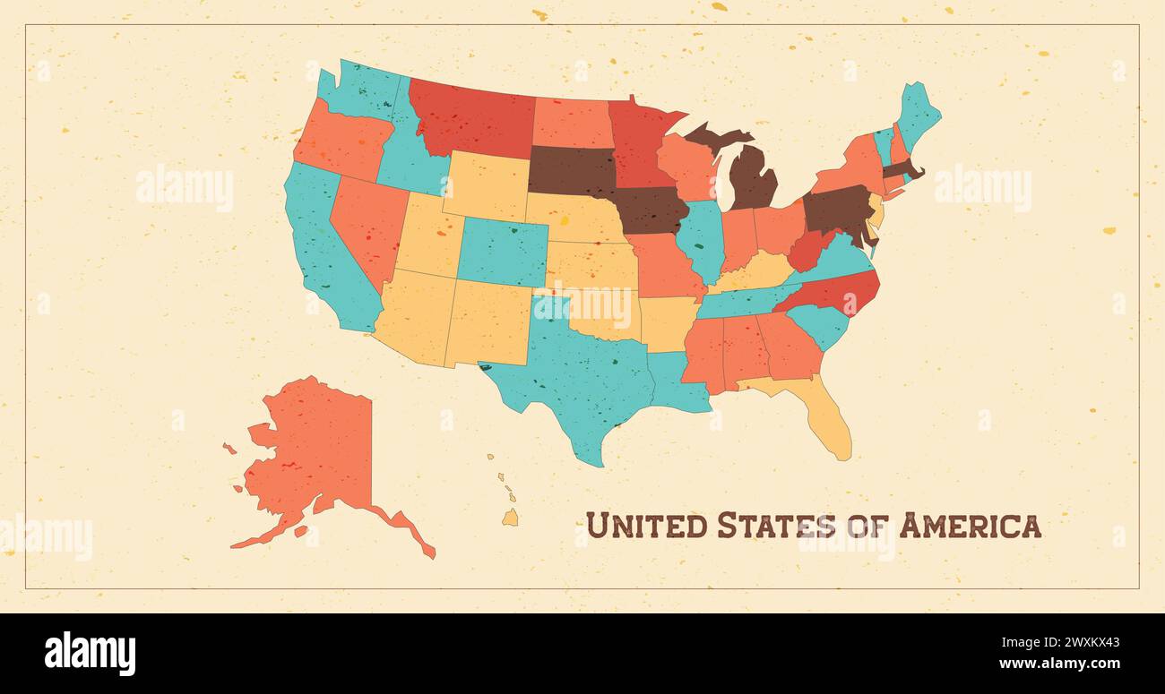 Vintage map of United States of America map. USA map vector background ...