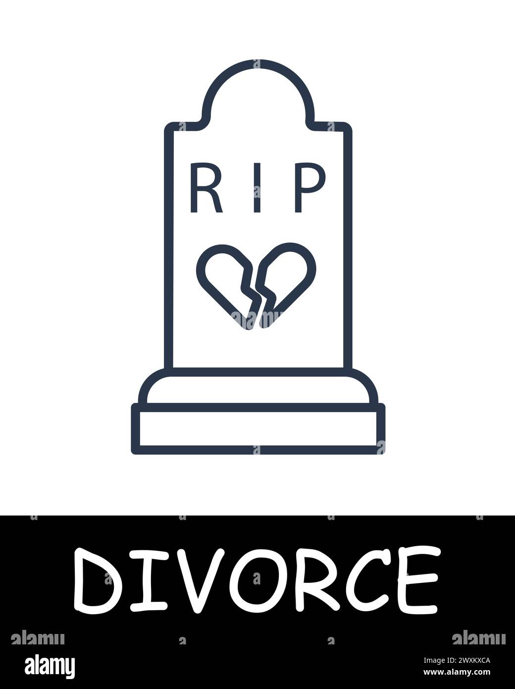 Grave line icon. Oath, divorce, marriage, court, husband, wife, quarrel ...