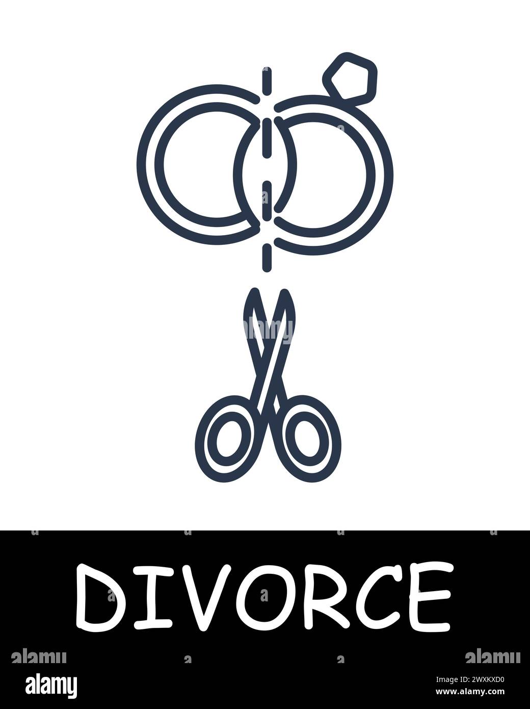 Wedding rings line icon. Jewelry, divorce, marriage, court, husband ...