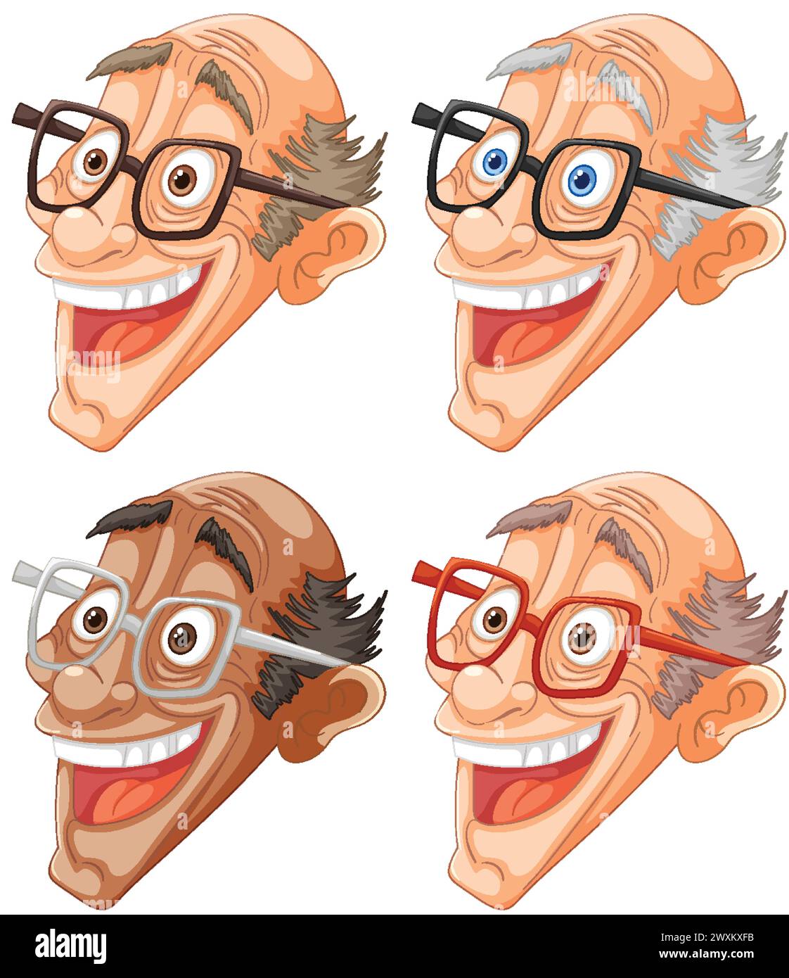 Four cartoon faces showing different expressions Stock Vector Image ...