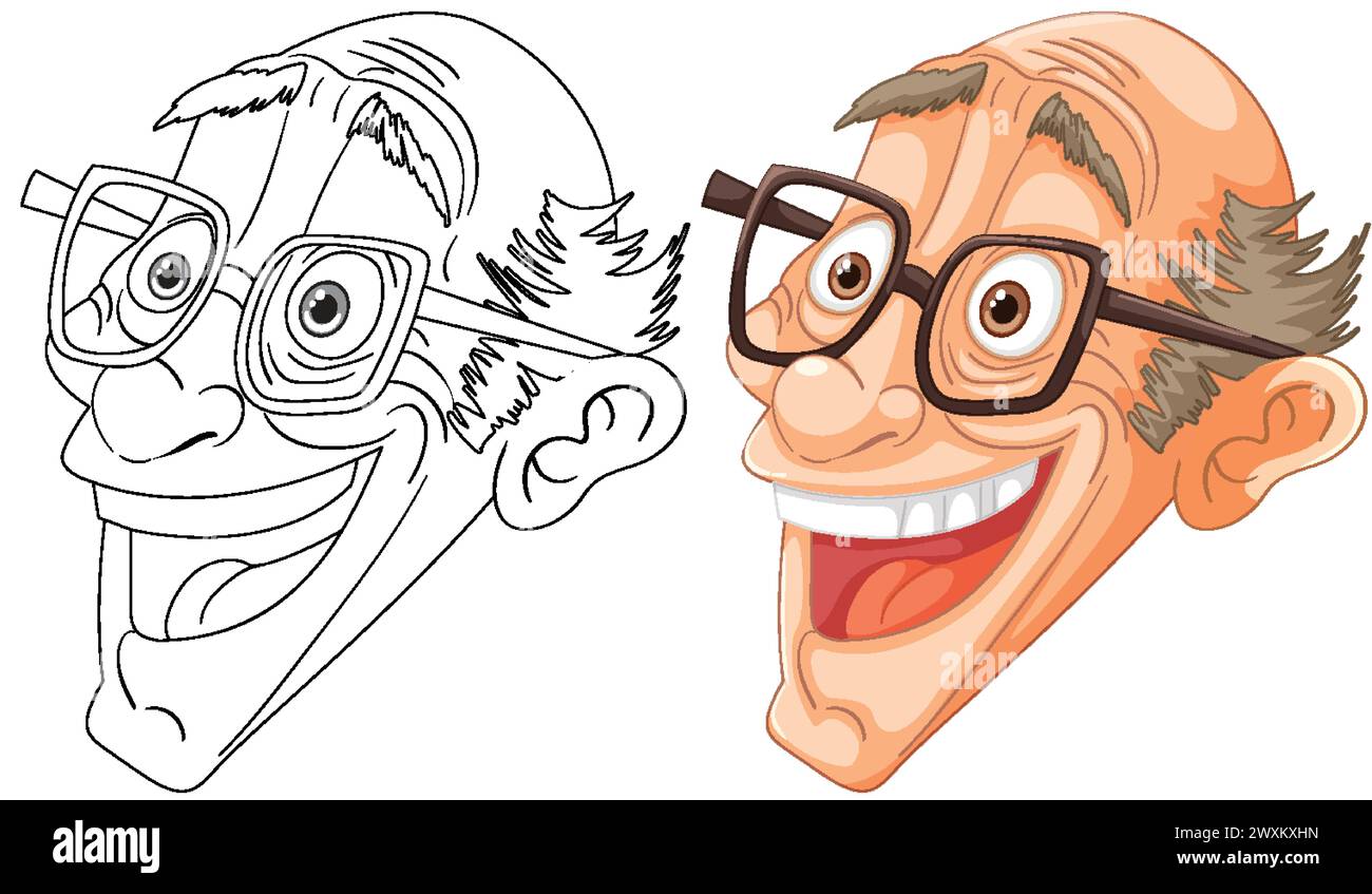 Black and white and colored cartoon faces Stock Vector Image & Art - Alamy
