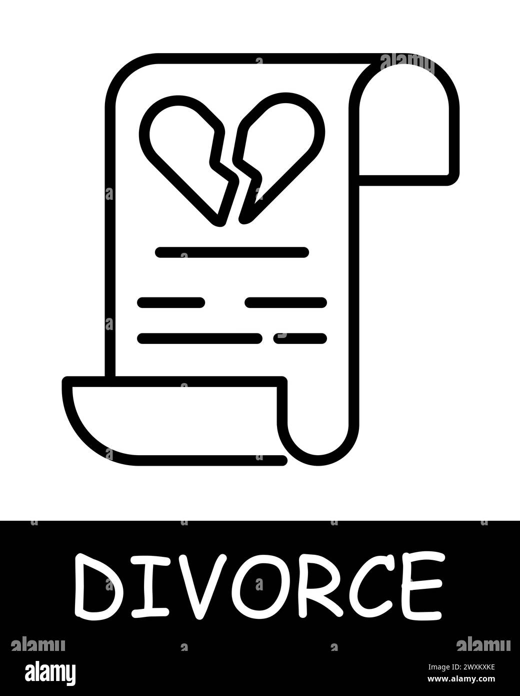 Marriage contract line icon. Document, divorce, marriage, court ...