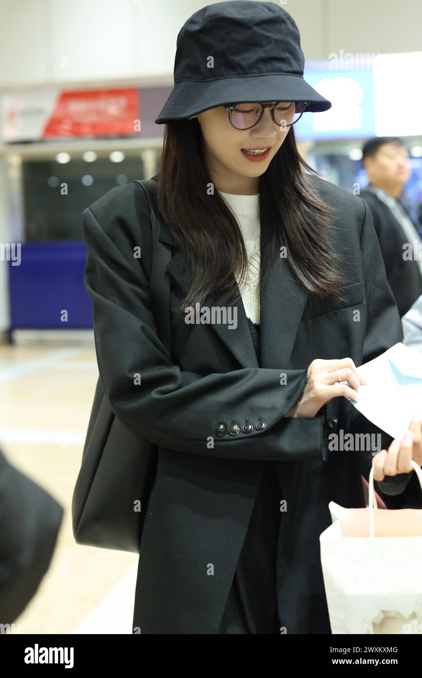 Chinese singer and actress Lu Yangyang appears at the airport in ...