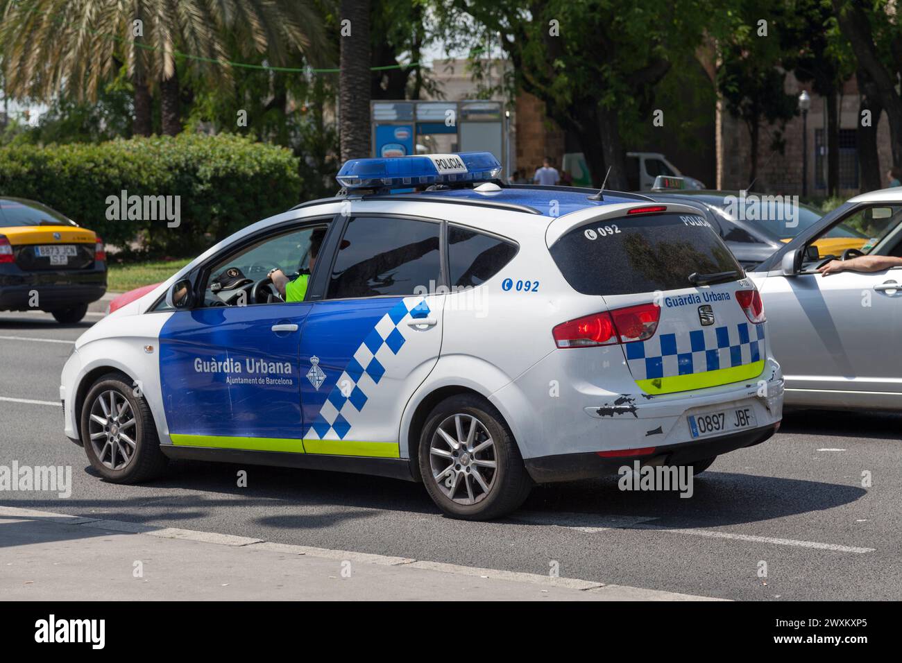 Barcelona, Spain - June 08 2018: Police officer from the Guàrdia Urbana ...
