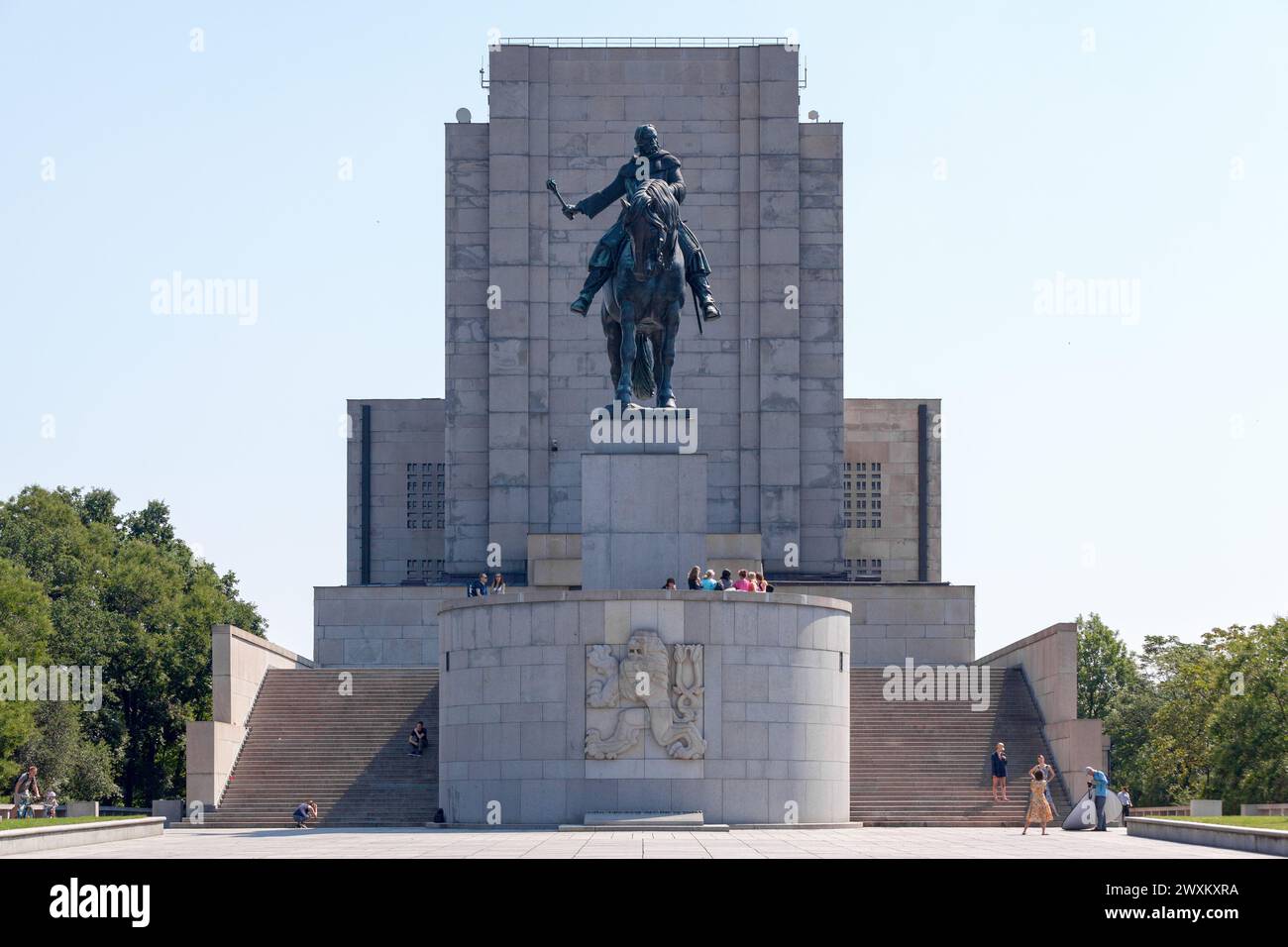 Prague, Czech Republic - June 16 2018: The equestrian statue of Jan ...