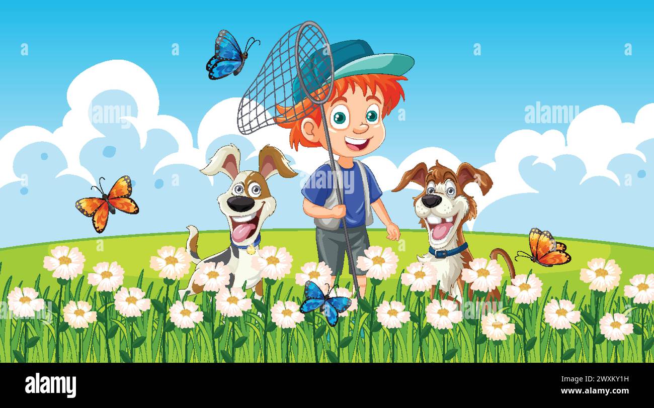 Cartoon dogs with flowers hi-res stock photography and images - Alamy