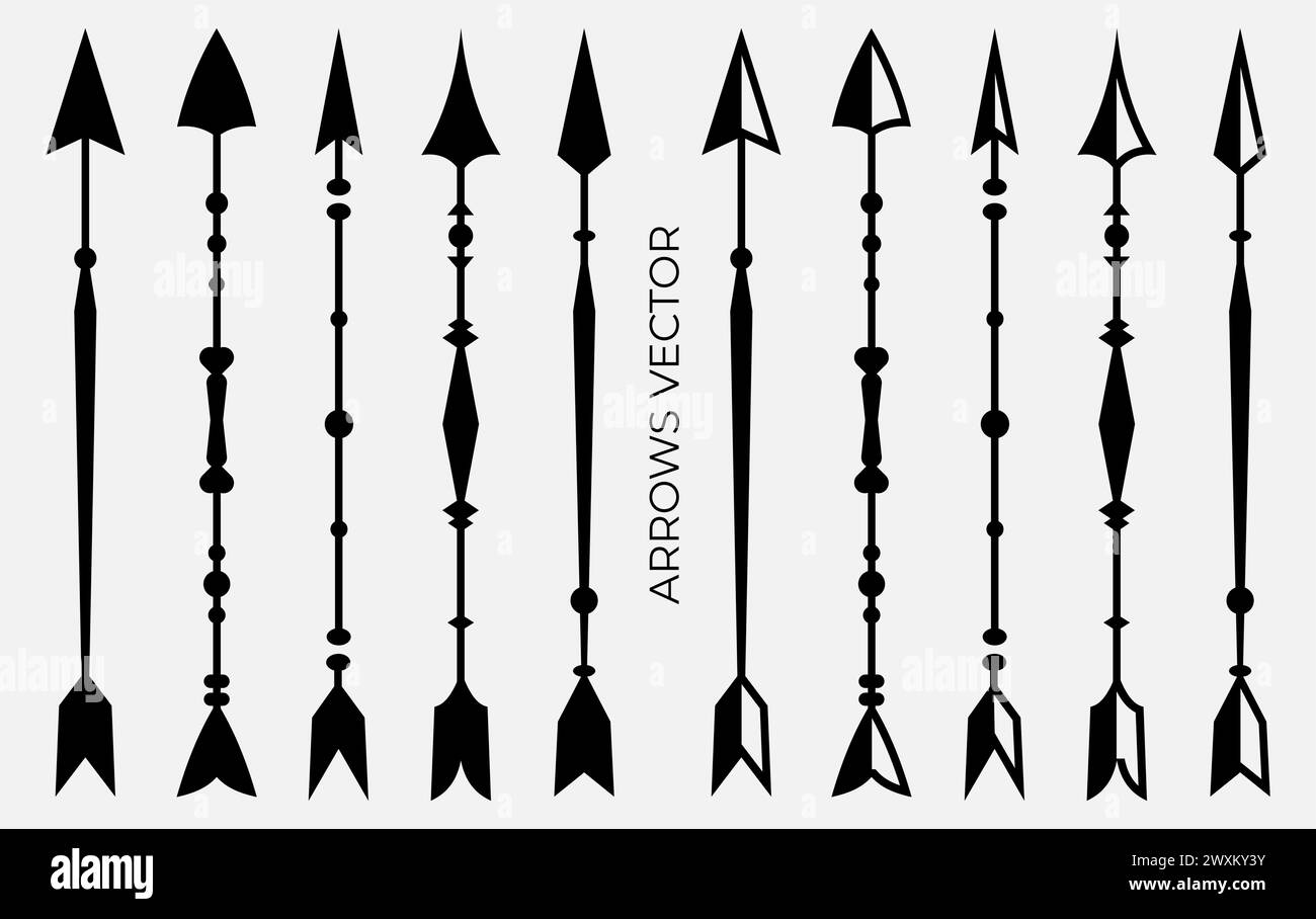 Arrows big black set icons. Freehand arrow icon. Arrow vector ...