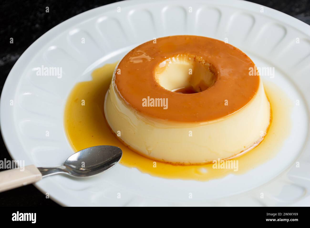 A traditional brazilian milk pudding also known as 'pudim de leite ...