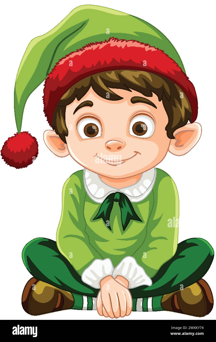 Smiling elf character in holiday-themed clothing Stock Vector Image ...