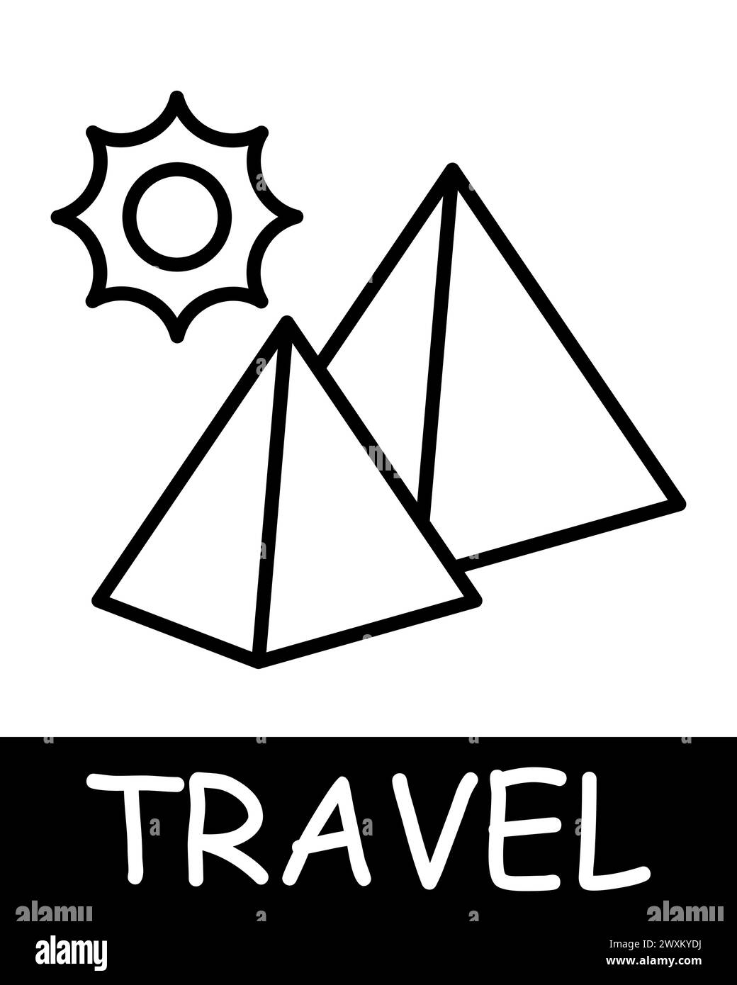 Pyramids line icon. Desert, wonders of the world, travel, road, trip ...