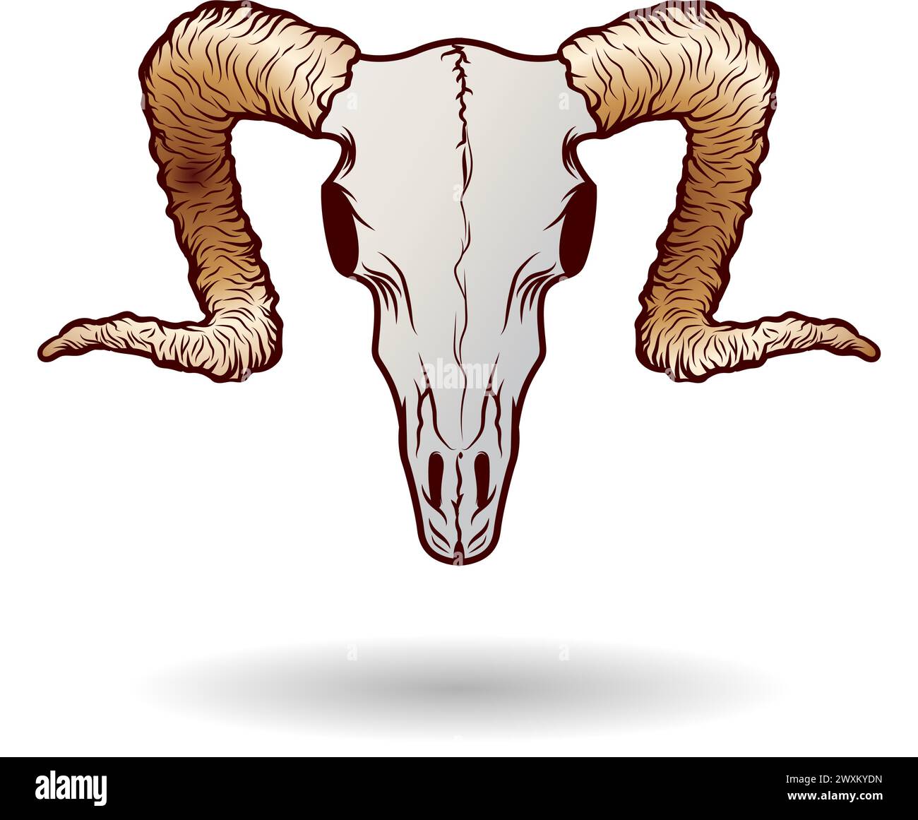 Skull element design illustration. Monochrome hand-drawn skulls set on ...