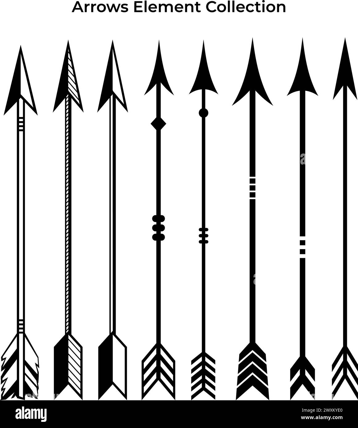 Arrows big black set icons. Freehand arrow icon. Arrow vector collection. Vintage and modern ...