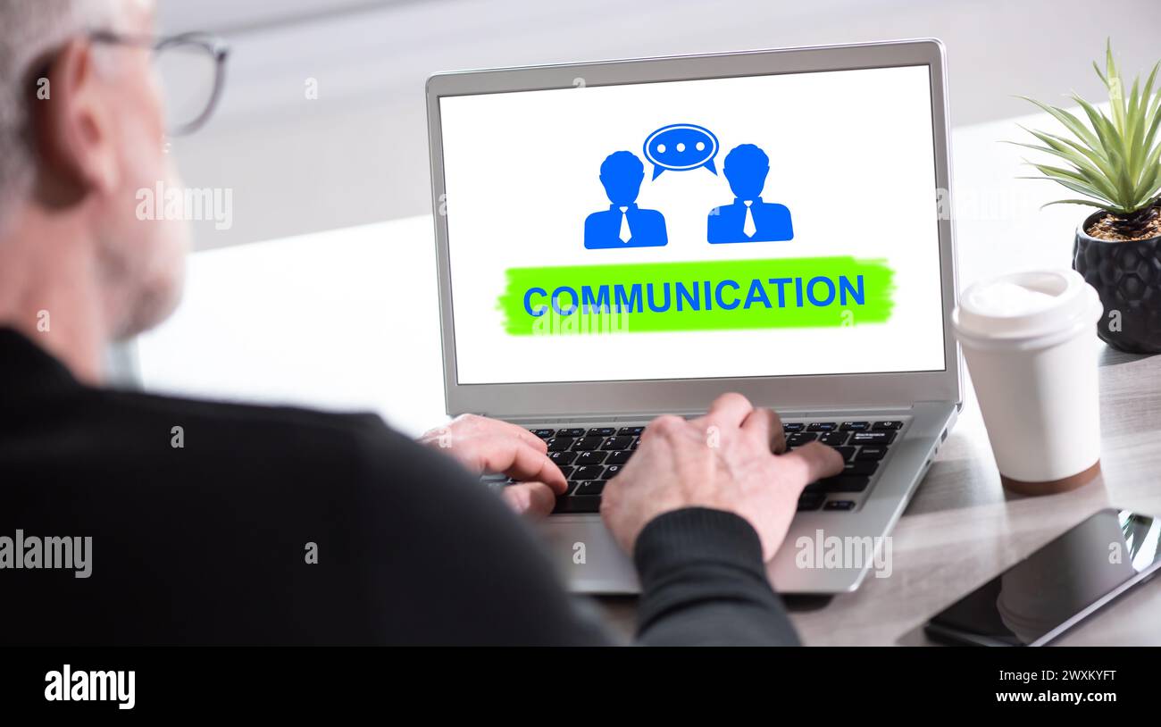 Laptop screen displaying a communication concept Stock Photo - Alamy