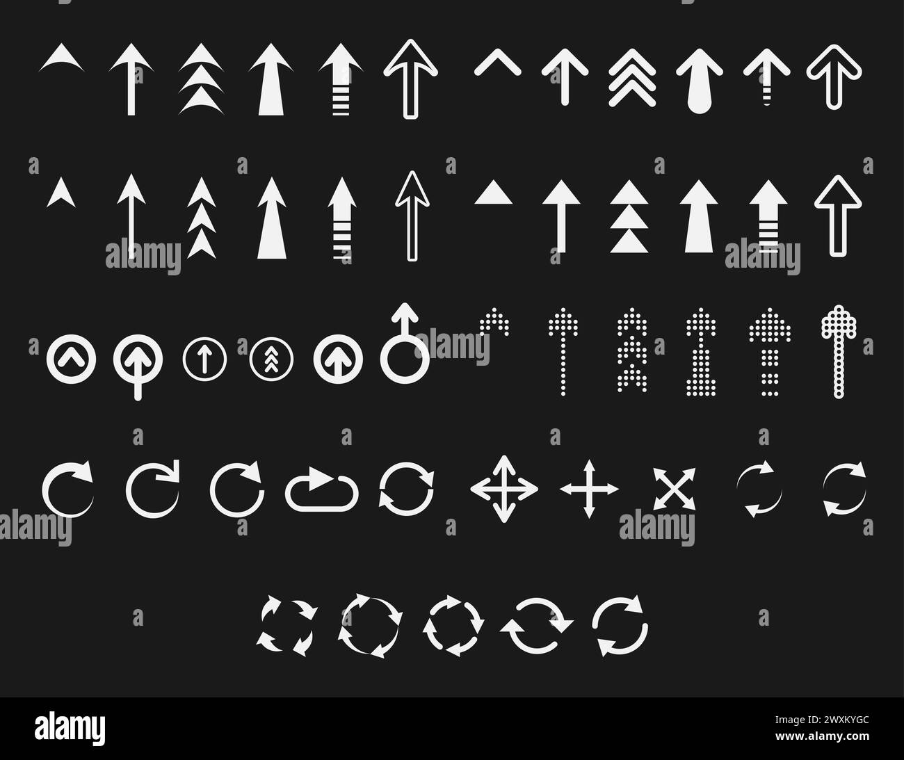 Arrows big black set icons. Freehand arrow icon. Arrow vector collection. Vintage and modern ...