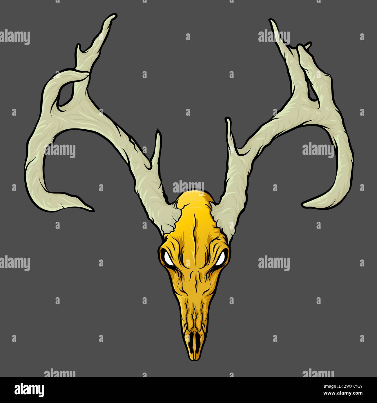 Skull element design illustration. Monochrome hand-drawn skulls set on ...