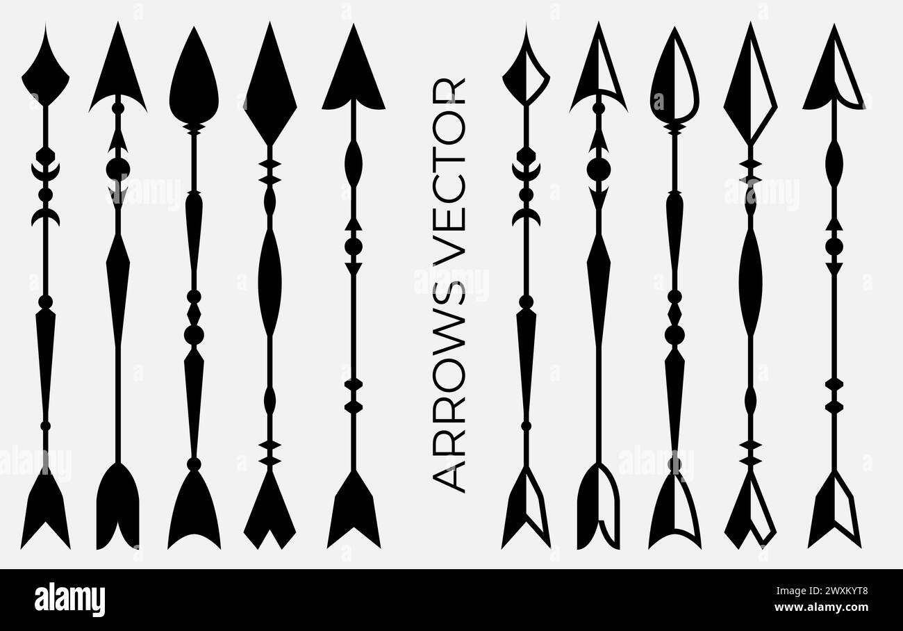 Arrows big black set icons. Freehand arrow icon. Arrow vector ...