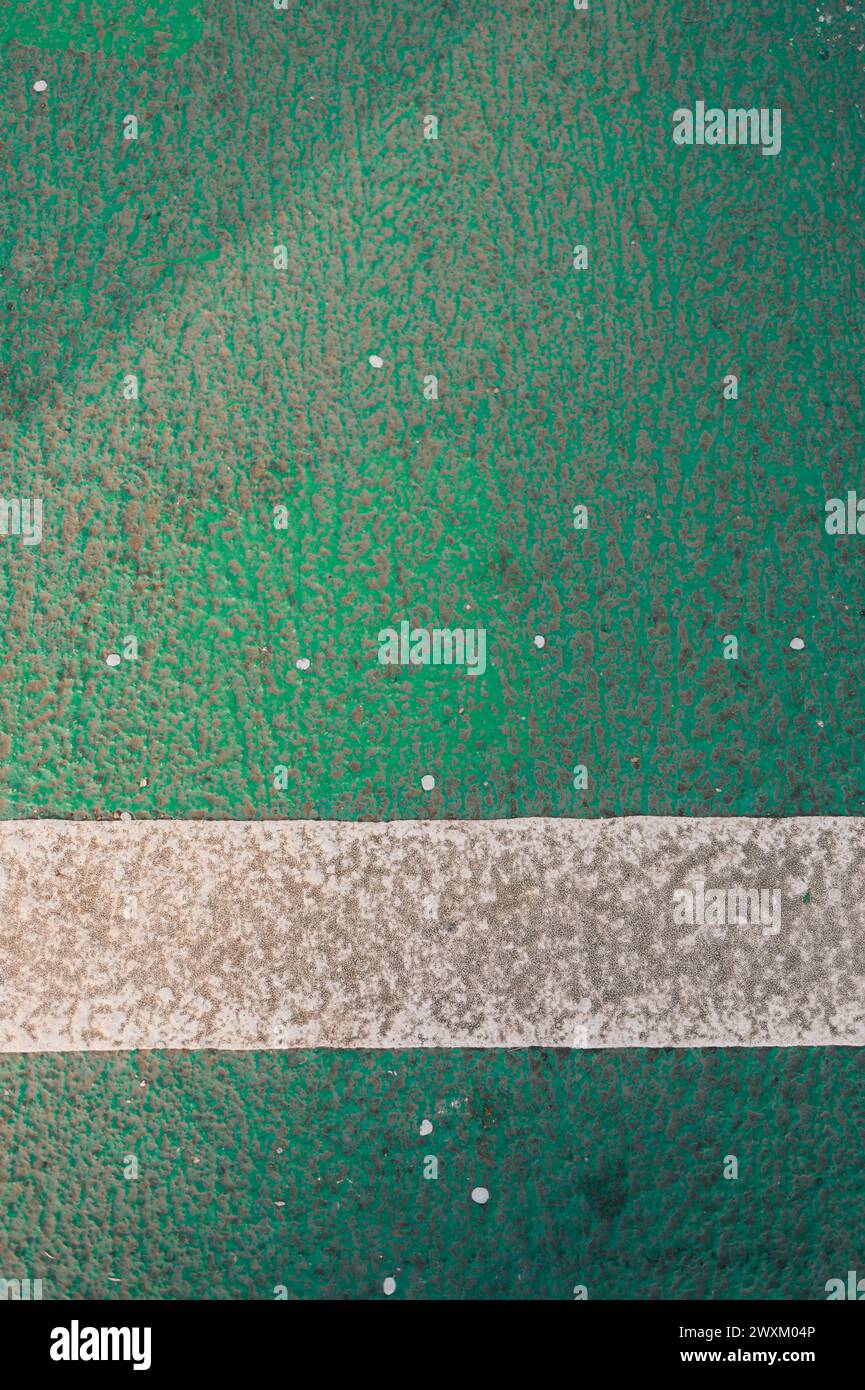 Abstract green and white concrete surface with white paint strip Stock ...
