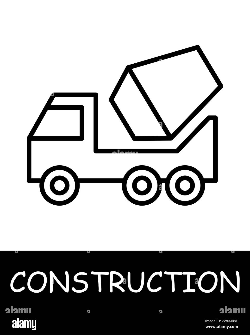 Concrete Mixer Line Icon Preparation Cabin Construction Foreman