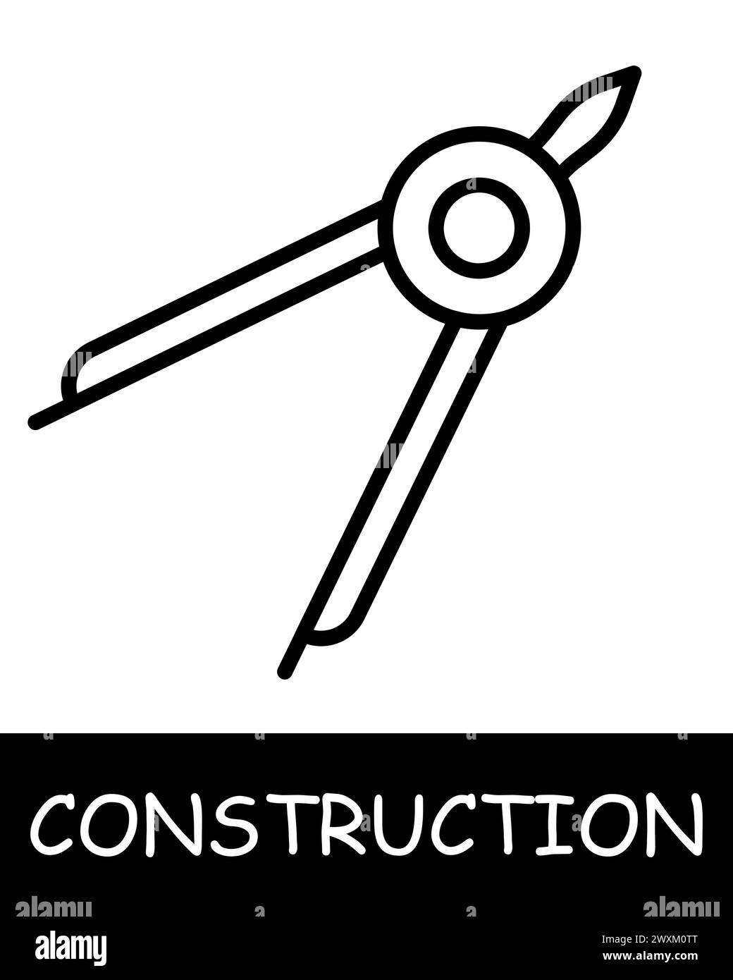 Compass line icon. Circle, drawing, construction, foreman, building ...