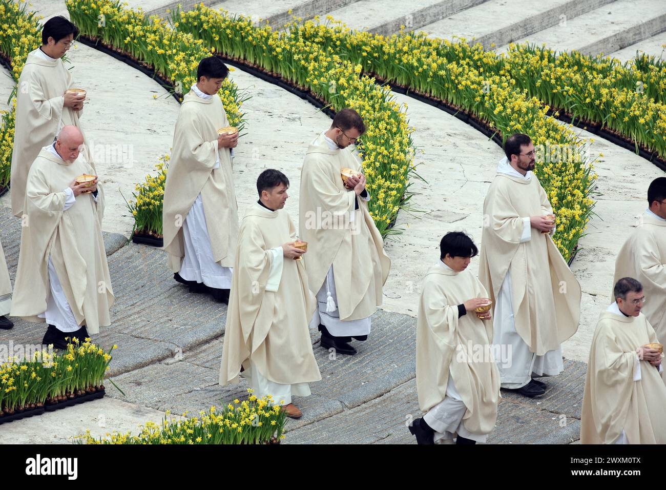 Vatican City, Italy 31.03.2024: communion rite, Pope Francis presides ...