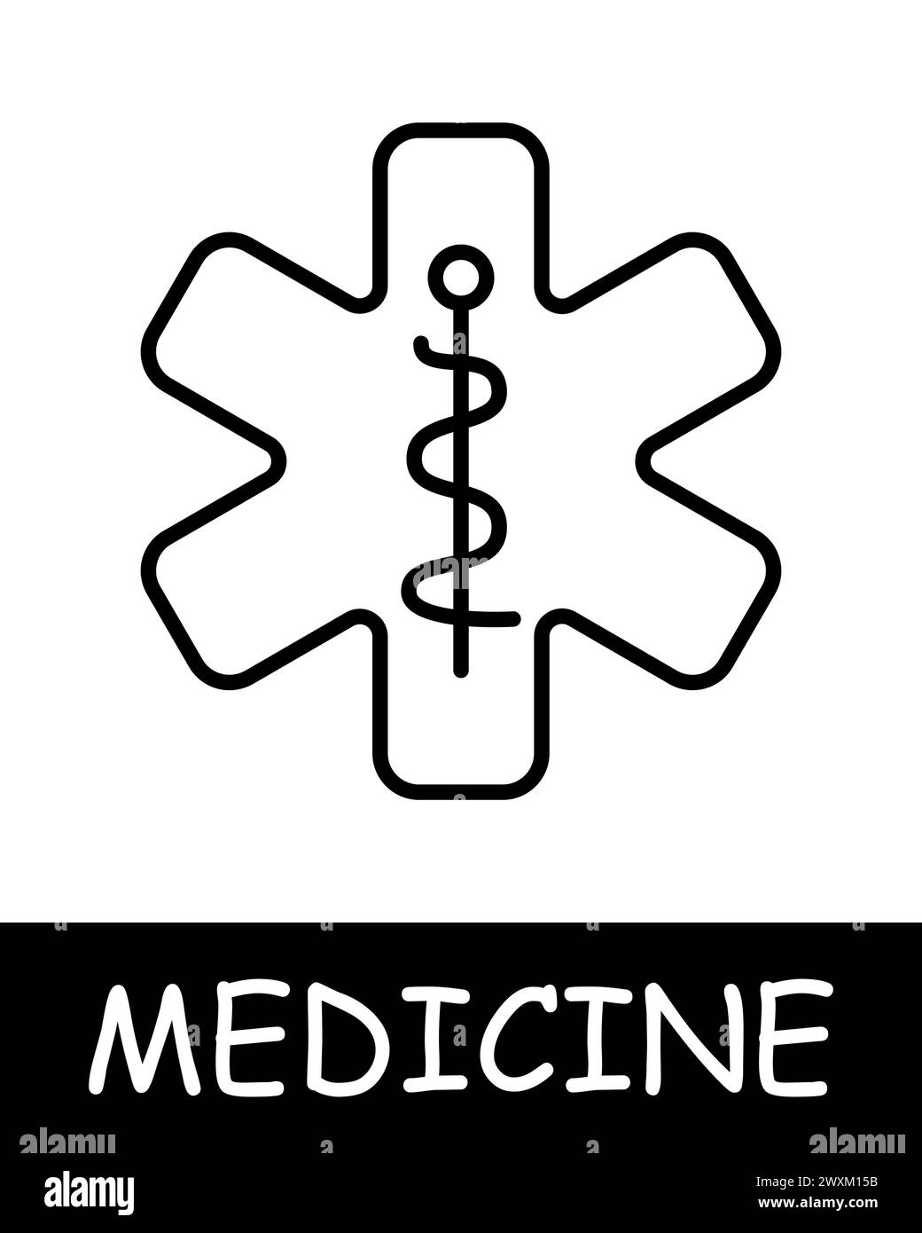 Caduceus line icon. Sick leave, recovery, medicine, health, hospital ...