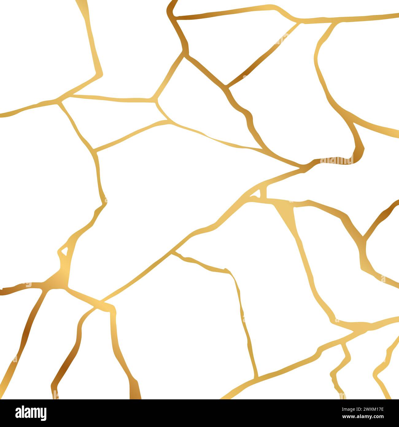 Gold kintsugi crack repair marble texture vector illustration isolated ...
