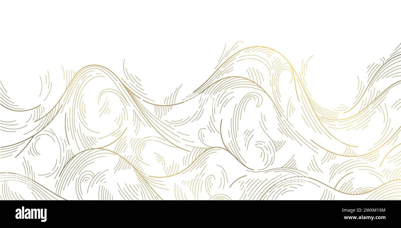Vector line gold background, luxury design texture. Flow elegant curve ...