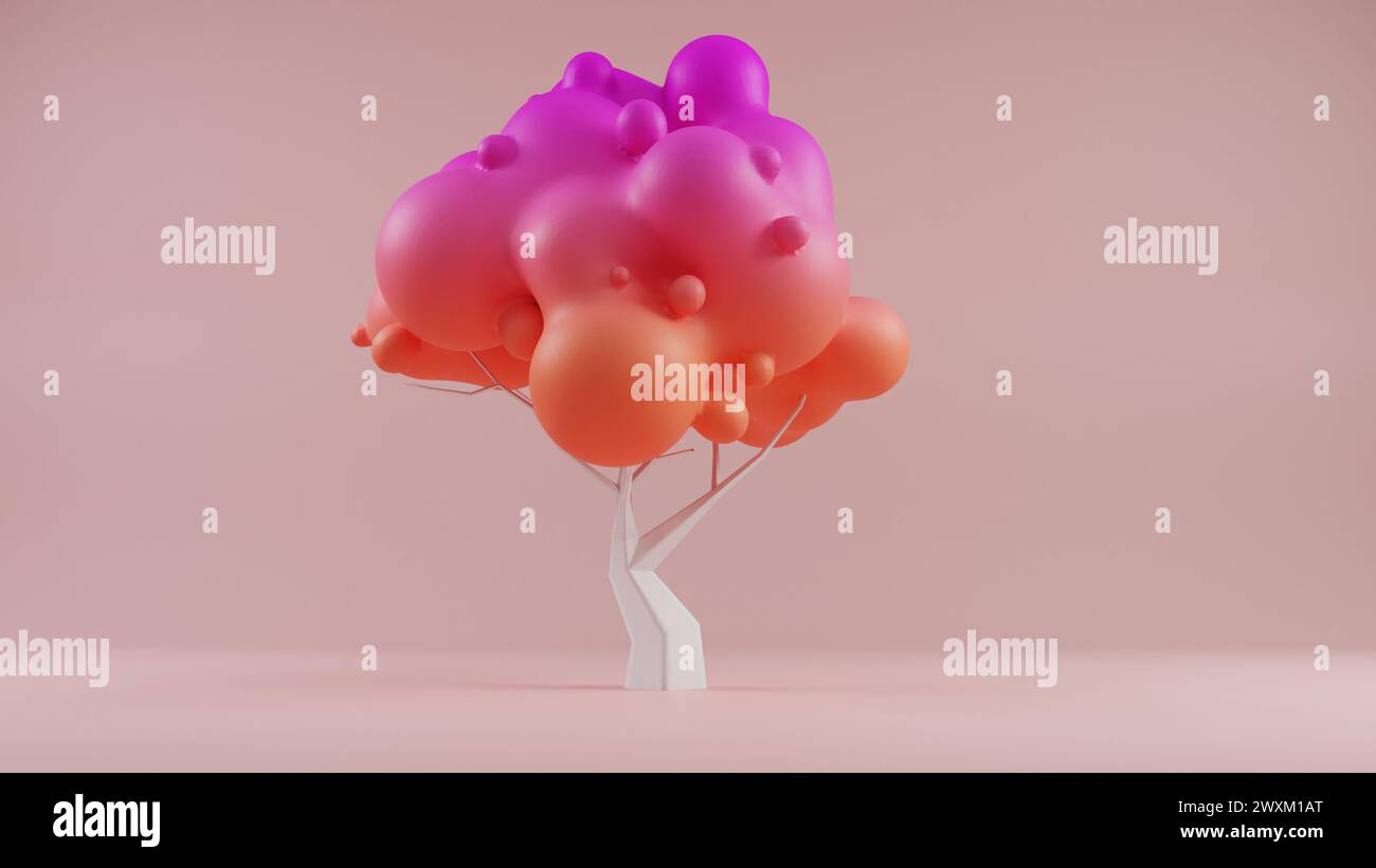 Abstract Bubble Tree: Whimsical Fusion in Pink and Orange Stock Photo ...