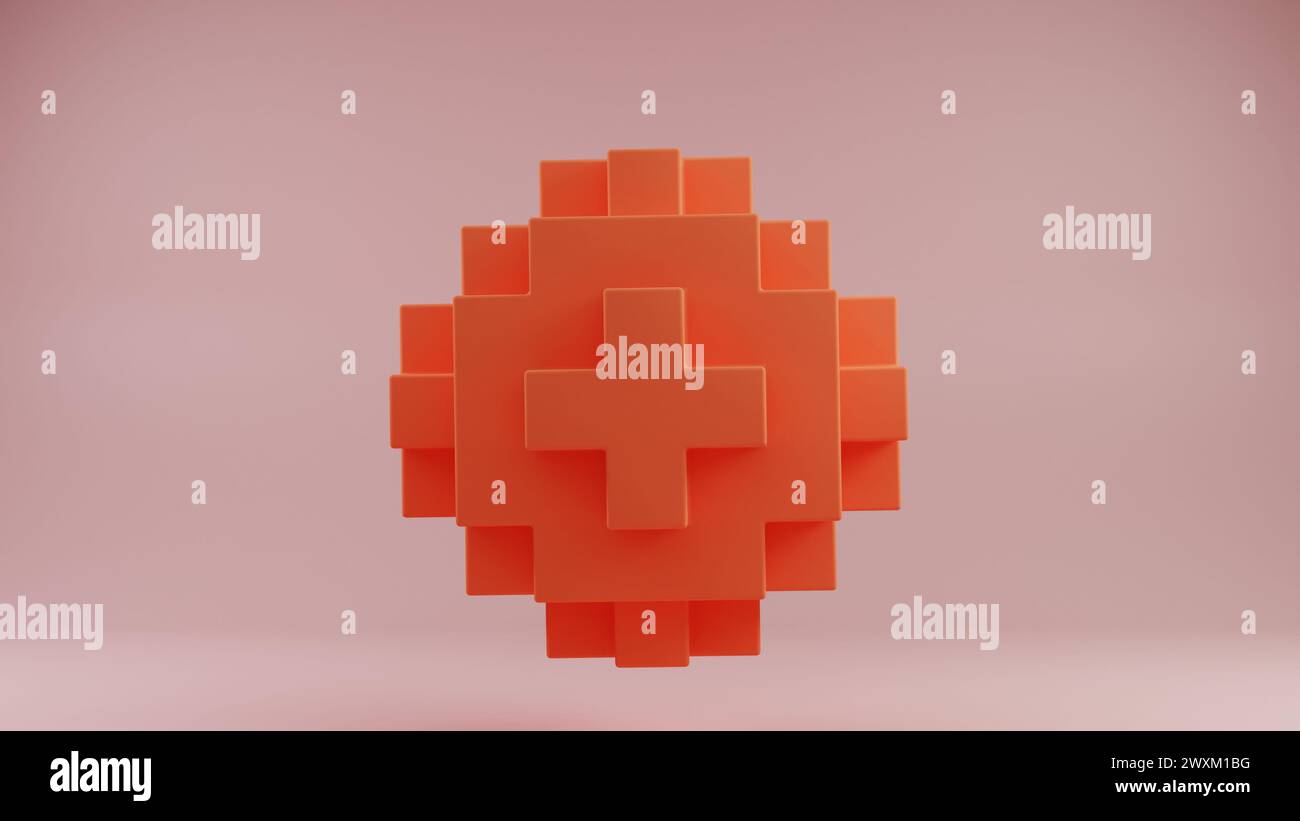 Coral Cross in Cubic Form: A Bold Geometric Statement Stock Photo - Alamy