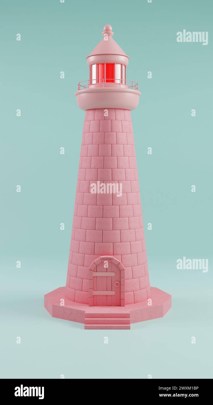 Pink Beacon: Serene Guide in a Dream World Stock Photo - Alamy