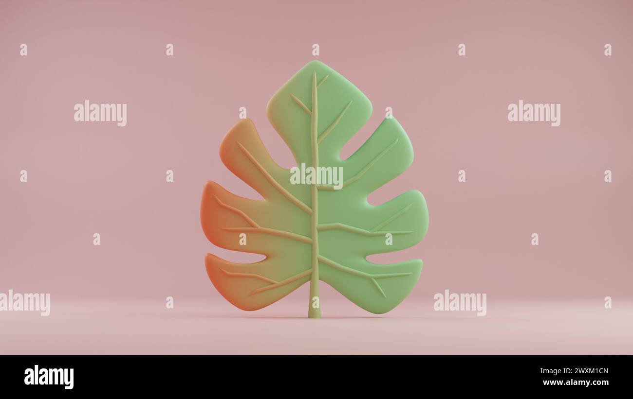 Solo Pastel Pink Monstera Leaf: A Symbol of Natural Elegance Stock ...