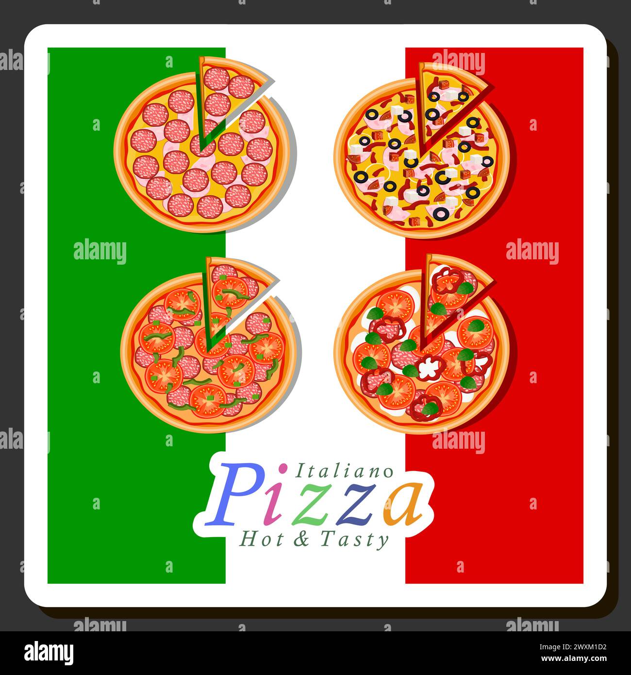 Crispy pizza margherita on Stock Vector Images - Alamy