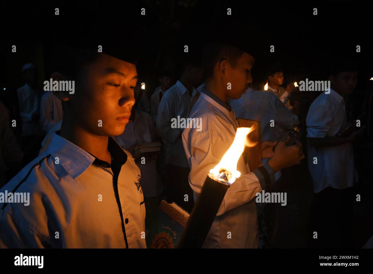 March 31, 2024, Boyolali, Central Java, Indonesia: Students pray and ...