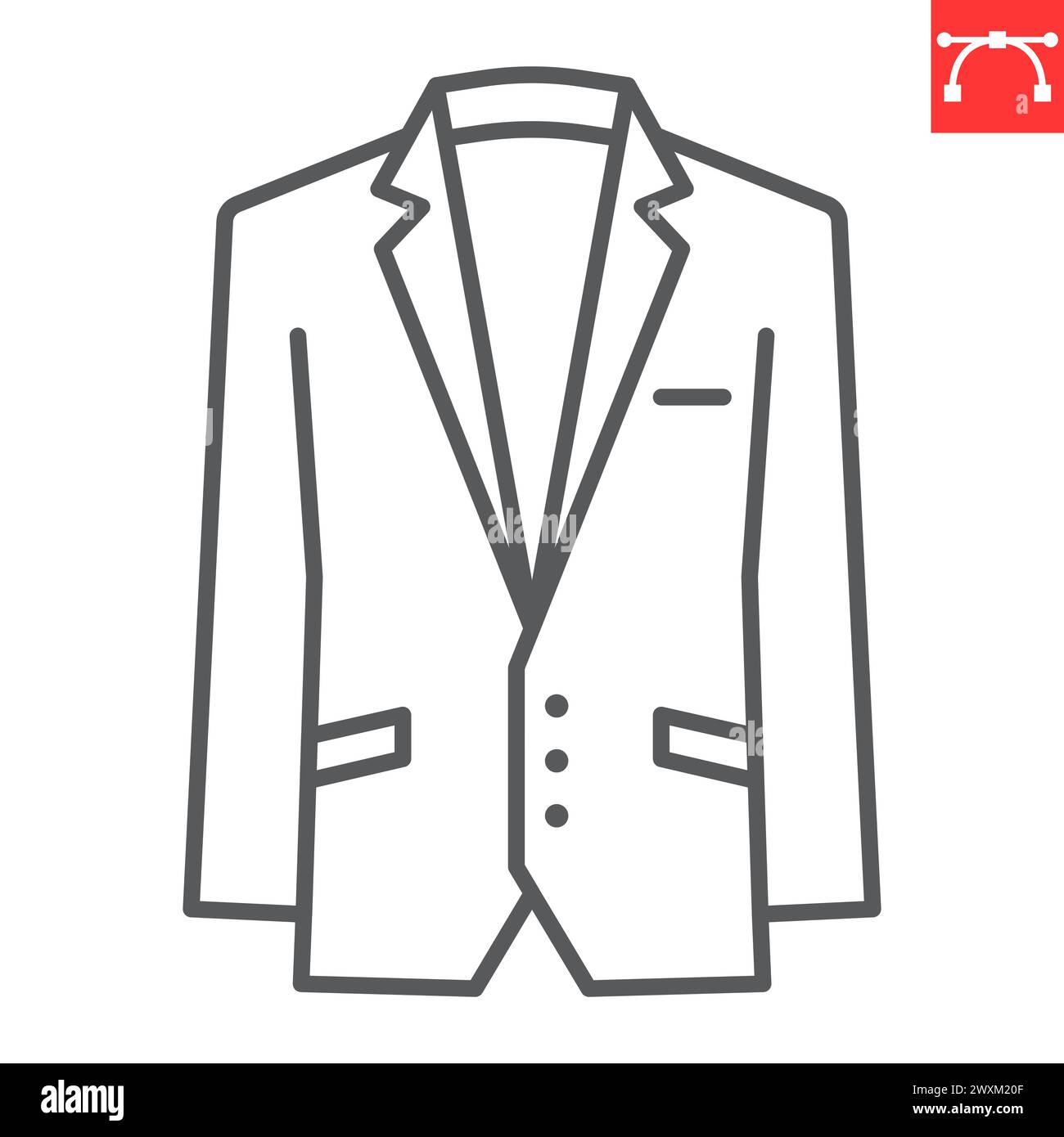 Suit jacket line icon, clothes and shopping, tuxedo vector icon, vector ...