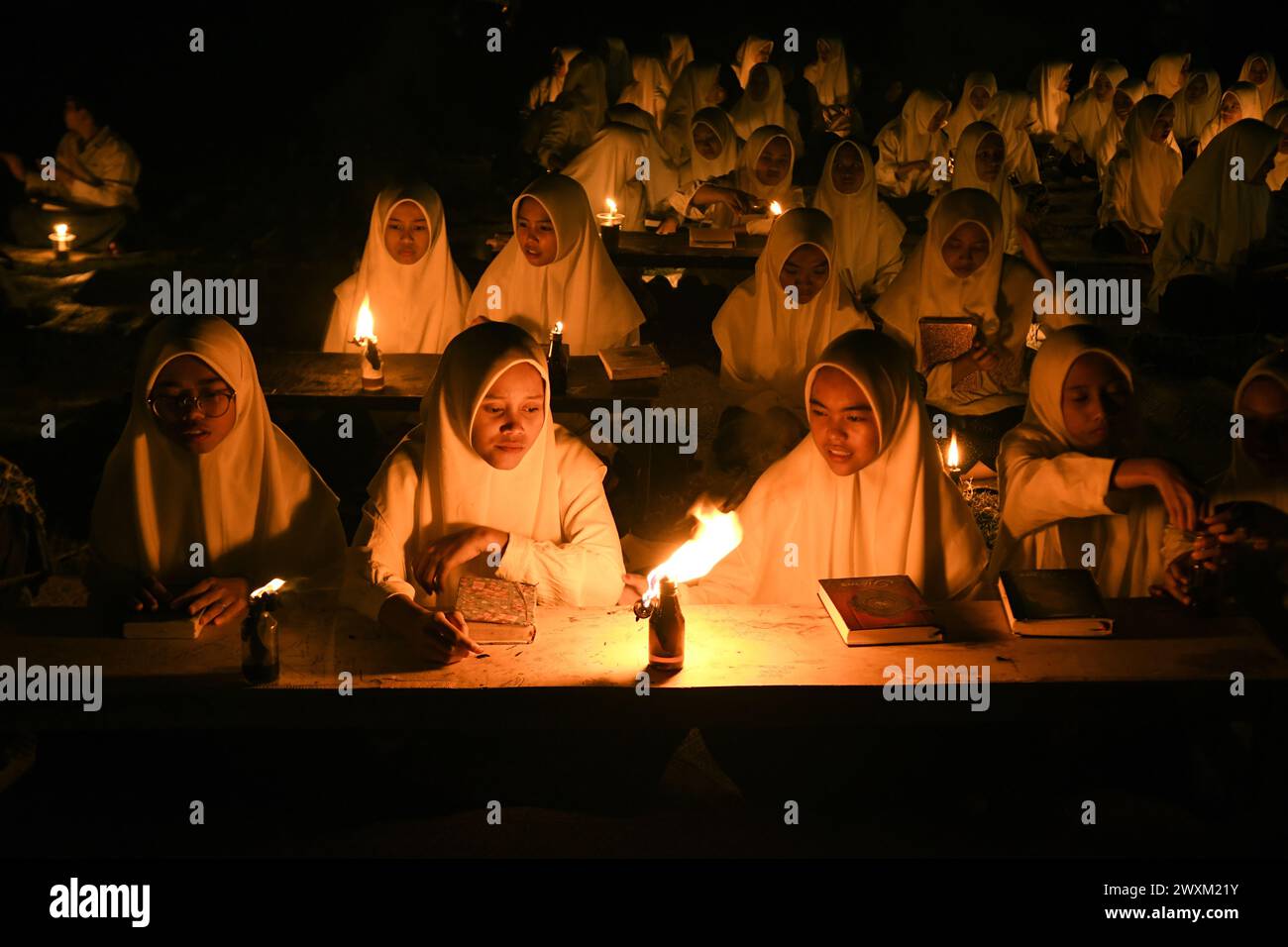 March 31, 2024, Boyolali, Central Java, Indonesia: Students pray and ...