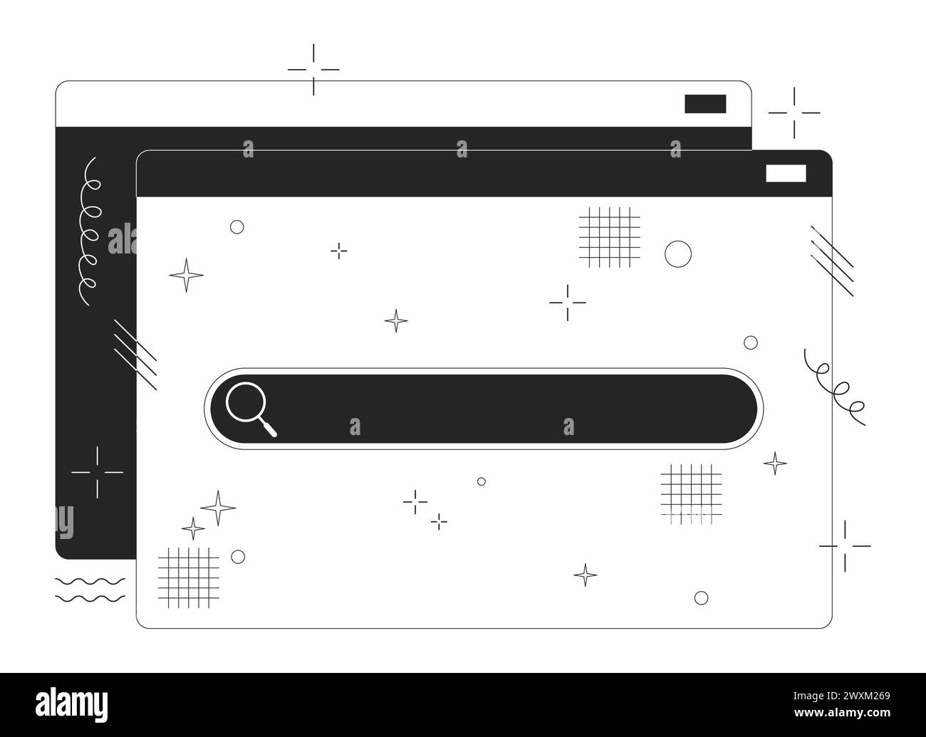 Web Tools For Data Searching Black And White 2d Line Cartoon Objects Stock Vector Image And Art
